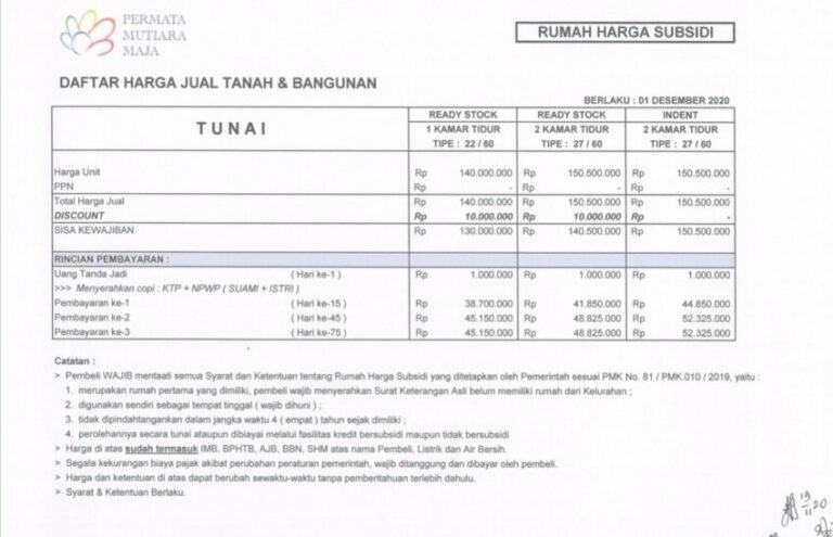 Price List » Permata Mutiara Maja